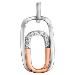 Kettenanh&auml;nger Vivance "925-Sterling Silber rhodiniert teilweise rose vergoldet Zirkonia", rot, Schmuckanh&auml;nger, Damen, one-size, Silber 925 (Sterlingsilber), 1,9 g, Kettenanh&auml;nger