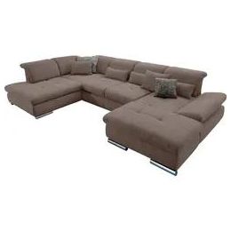 Wohnlandschaft "SO 4100 komfortable Federkernunterfederung, inkl. Kopfteilverstellung", grau (taupe 710), B:365cm H:80cm T:225cm, SET ONE BY Musterring, Sofas, Wohnlandschaft, wahlweise Bettfunktion und Sitztiefenverstellung, U-Form
