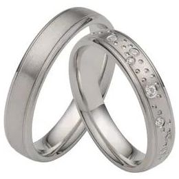 Trauring Firetti "Schmuck Geschenk Hochzeit Ehering "LIEBE" Gr. 50, silber (silberfarben), Fingerringe, Damen, 50,mit Zirkonia, Silber 925 (Sterlingsilber), 4,5mm, Trauring, Made in Germany - wahlweise mit oder ohne Zirkonia (synth.)