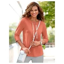 Sweatshirt Casual Looks, Damen, Gr. 48, orange (papaya), 55% Baumwolle, 45% Polyester, unifarben, Rundhals, Sweatshirts Sweatshirt