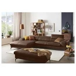 Ecksofa W.Schillig "piedroo, Designsofa mit tollem Sitzkomfort, bequem und elegant, L-Form", braun (tabacco z69), B:343cm H:70cm T:193cm, Longlife Xtra-Leder Z69: Das feinnarbige, gedeckte Softleder Z69 besticht durch seine au&szlig;ergew&ouml;hnliche Weichheit im trendigen &raquo;Vintage-Look&laquo;, Hautst&auml;rke 0, 9 - 1, 1 mm, Sofas, Ecksofa, Kopfteilverstellung, wahlweise mit Sitztiefenverstellung, Breite 343cm