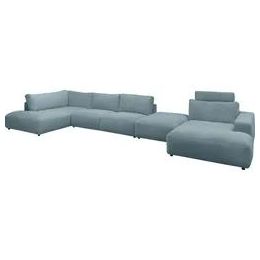 Wohnlandschaft Musterring "Lucia U-Form", blau (petrol), B:504cm H:81cm T:204cm, Sofas, Wohnlandschaft, Cord-Bezug, inklusive Kopfst&uuml;tze, Gesamtbreite 524 cm