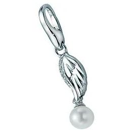 Charm Fl&uuml;gel "Fl&uuml;gel mit Zirkonia und S&uuml;&szlig;wasser Perle, Silber 925", silber, Giorgio Martello MILANO, Charms, Damen, Silber 925 (Sterlingsilber)