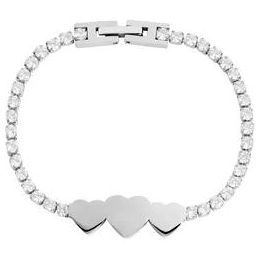 Adelia&acute;s Edelstahlarmband ADELIA ́S "Damen Armband Herz aus Edelstahl mit Strasssteine 17 cm", silber, Armb&auml;nder, Damen, 17, Edelstahl, Edelstahlarmband