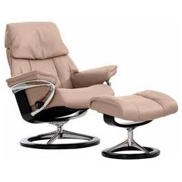 Relaxsessel stressless "Ruby", beige (sand paloma), B:88cm H:101cm T:78cm, Leder BATICK: durchgef&auml;rbtes und genarbtes M&ouml;belleder;Leder PALOMA: durchgef&auml;rbtes Semianilin-M&ouml;belleder, Sessel, Relaxsessel, mit Signature Base, Gr&ouml;&szlig;e L, Gestell Eiche, Wenge, Braun & Schwarz