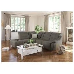 Ecksofa Home Affaire "Boston L-Form", grau (delphin), B:272cm, Struktur (100% Polyester);Luxus-Microfaser Florence (100% Polyester);Chenille (100% Polyester);NaturLEDER (reines Rindsleder), Sofas, Ecksofa, Kopfteilverstellung an jeder Sitzfl&auml;che, wahlweise Relaxfunktion