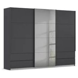 Schwebet&uuml;renschrank Rauch "Kleiderschrank Schrank Garderobe ELARA Glast&uuml;r/Grauspiegel", grau (graumetallic, grauspiegel), B:271cm H:210cm T:62cm, Holzwerkstoff, Schr&auml;nke, Schwebet&uuml;renschrank, praktische Schubladen optional farblich abgesetzt MADE IN GERMANY