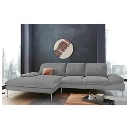 Ecksofa W.Schillig "enjoy&MORE, Designsofa, bequem, zeitlos und elegant, L-Form", grau (dolphin r66), B:340cm H:87cm T:185cm, Chenille-Flachgewebe R66 (85% Polyester, 15% Nylon);Longlife Xtra-Leder Z59: Glattleder mit modischer Pr&auml;gung. Hautst&auml;rke 0, 9 - 1, 1 mm;Stoff S37 (100% Polyester), Sofas, Ecksofa, mit Sitztiefenverstellung, F&uuml;&szlig;e silber matt, Breite 340 cm