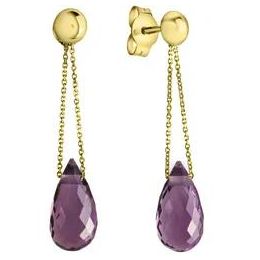 Paar Ohrh&auml;nger Celesta "375 Gelbgold Amethyst", gelb (gelb, lila), Ohrringe, Damen, one-size, Gold