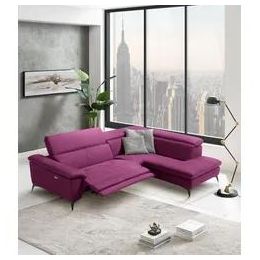 Ecksofa Egoitaliano "Martine, Multifunktionssofa mit Komfortfunktionen, edel und bequem", pink (fuchsia), B:272cm H:96cm T:203cm, Sofas, Ecksofa, mit Ottomane, elektrischer Relaxfunktion und Kopfteilverstellung