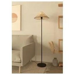 Eglo Stehlampe "OXPARK", schwarz (schwarz wei&szlig;, gr&uuml;n), 1, &Oslash; 42cm H: 146,5cm, 1 Stk., Leuchten, Standleuchte, Stehleuchte, Textil mit Bambus-Bl&auml;ttern, Wohnzimmer, Stehlampe