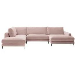 Wohnlandschaft Home Affaire "Downtown XXL B/T/H: 341/223/84 cm Loungem&ouml;bel zum Relaxen", rosa (ros&eacute;), B:341cm H:84cm T:223cm, 88% Polyester, 12% Polyacryl, Sofas, Wohnlandschaft, weicher Sitzkomfort, Cord-Bezug, weicher Sitzkomfort U-Form