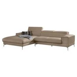 Ecksofa W.Schillig "piedroo, Designsofa mit tollem Sitzkomfort, bequem und elegant, L-Form", braun (stone z59), B:303cm H:70cm T:193cm, Longlife Xtra-Leder Z59: Glattleder mit modischer Pr&auml;gung. Hautst&auml;rke 0, 9 - 1, 1 mm, Sofas, Ecksofa, Kopfteilverstellung, wahlweise mit Sitztiefenverstellung, Breite 303cm