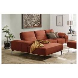 Ecksofa W.Schillig "run, Designsofa mit tollem Sitzkomfort, bequem, L-Form", orange (copper z73), B:299cm H:88cm T:178cm, Longlife Xtra-Leder Z73: Naturwalkleder der Luxusklasse aus den erlesensten Rohh&auml;uten. Hautst&auml;rke 1, 1 &ndash; 1, 3 mm;ROHLEDER Jacquard-Flachgewebe Q2 W60 (63% Polyester, 37% Polyacryl);ROHLEDER Chenille-Flachgewebe Q2 W77 (68% Polyacryl, 32% Polyester);Stoff S37 (100% Polyester), S