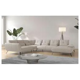 Wohnlandschaft OTTO HOME "Mikado U-Form", beige (creme), B:376cm H:88cm T:297cm, 100% Polyester, Sofas, Wohnlandschaft, inkl. Sitztiefenverstellung und Armteilverstellung