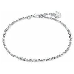 Fu&szlig;kette mit Anh&auml;nger Amor "Schmuck Geschenk Silber 925 K&ouml;rperschmuck Herz", silber (silber, 925), Fu&szlig;ketten, Damen, Silber 925 (Sterlingsilber), mit Zirkonia (synth.)