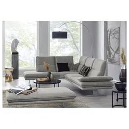 Ecksofa W.Schillig "broadway, Designsofa, mit tollem Sitzkomfort, L-Form", grau (steel s22), B:284cm H:94cm T:224cm, Flachgewebe S22 (100% Polyester), Sofas, Ecksofa, Sitztiefenverstellung, Kopfteil- & Seitenteilverstellung, Breite 284cm