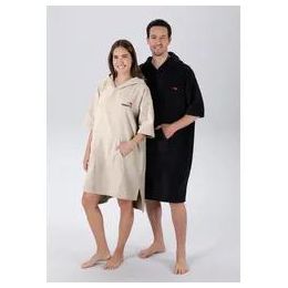 Badeponcho Kangaroos "Summer, ideal f&uuml;r Sauna, Spa & im Urlaub, Damen & Herren" Gr. S, beige (creme), S/M, Baumwolle, Hausm&auml;ntel, Surfponcho, mit Bauchtasche, 100% Baumwolle, Frottee