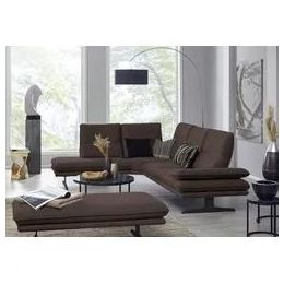Ecksofa W.Schillig "broadway, Designsofa, toller Sitzkomfort, zeitlos, elegant, L-Form", braun (mocca s37), B:284cm H:94cm T:224cm, Stoff S37 (100% Polyester): Luxus-Microfaser in Lederoptik, Sofas, Ecksofa, Sitztiefenverstellung, Kopfteil- & Seitenteilverstellung, Breite 284cm