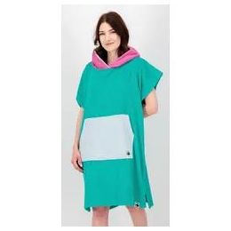 Poncho DEPROC ACTIVE "Badeponcho PARLEE BEACH", Damen, Gr. XL (48/50), blau (t&uuml;rkis), 100% Baumwolle Walkfrottier, bequem, Jacken Poncho, Badeponcho mit gro&szlig;er K&auml;ngurutasche und Innentasche