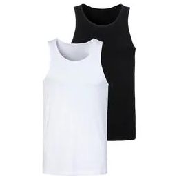 Tanktop John Devin, Herren, Gr. XXL (60/62), schwarz-wei&szlig; (schwarz, wei&szlig;), Jersey, Obermaterial: 60% Baumwolle, 40% Polyester, unifarben, Basic, regular fit, Rundhals, Tops Tanktop, in sch&ouml;ner Melange-Optik