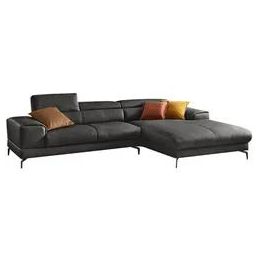 Ecksofa W.Schillig "Piedroo, Designsofa mit tollem Sitzkomfort, elegant und bequem, L-Form", grau (anthrazit z69), B:303cm H:70cm T:193cm, Longlife Xtra-Leder Z69: Das feinnarbige, gedeckte Softleder Z69 besticht durch seine au&szlig;ergew&ouml;hnliche Weichheit im trendigen &raquo;Vintage-Look&laquo;, Hautst&auml;rke 0, 9 - 1, 1 mm, Sofas, Ecksofa, Kopfteilverstellung, wahlweise mit Sitztiefenverstellung, Breite 303cm