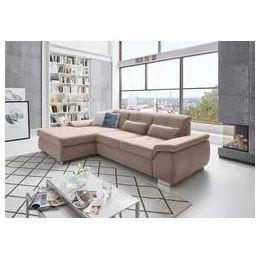 Ecksofa DIE PLANBAR "MP-IN16037 L-Form mit Kaltschaum-Polsterung", lila (flieder), B:289cm H:85cm T:195cm, 100% Polyester, Sofas, Ecksofa, mit Sitztiefenverstellung & Zierkissen