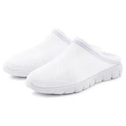 Sabot Lascana "Slip-On-Sneaker", M&auml;dchen, Gr. 37, wei&szlig; (wei&szlig;, flieder), Obermaterial: 100% Polyester. Decksohle: 100% Polyester. Futter: 100% Polyester. Laufsohle: 100% Synthetik, Mesh, mehrfarbig, Basic, Schuhe Sabot, Sneaker, Freizeitschuh, Halbschuh zum Reinschl&uuml;pfen