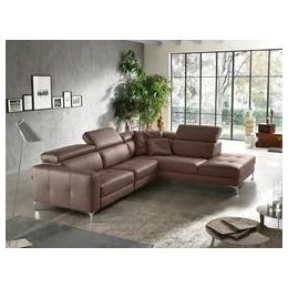 Ecksofa Egoitaliano "Matt, hoher Sitzkomfort und aufwendige Detailverarbeitung, L-Form", braun (chocolate), B:285cm H:100cm T:221cm, Leder &raquo;BULL&laquo; (echtes Rindsleder). Geschliffenes, pigmentiertes und behandeltes Rindsleder mit einer Dicke von 1, 3-1, 5 mm. Dieses Leder zeigt eine ziemlich weiche Hand mit einem halb undurchsichtigen Aussehen. Es handelt sich um ein gesch&uuml;tztes Leder. Eine leichte D