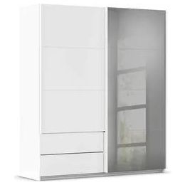 Schwebet&uuml;renschrank Rauch "Kleiderschrank Schrank Garderobe ELARA Glast&uuml;r/Grauspiegel", wei&szlig; (alpinwei&szlig;, grauspiegel), B:181cm H:210cm T:62cm, Holzwerkstoff, Schr&auml;nke, Schwebet&uuml;renschrank, praktische Schubladen optional farblich abgesetzt MADE IN GERMANY