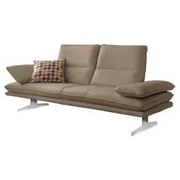 2-Sitzer W.Schillig "broadway, Designsofa mit tollem Sitzkomfort", braun (stone z59), B:216cm H:94cm T:96cm, Longlife Xtra-Leder Z59: Glattleder mit modischer Pr&auml;gung. Hautst&auml;rke 0, 9 - 1, 1 mm, Sofas, Sitztiefenverstellung, Kopfteil- & Seitenteilverstellung, Breite 216cm