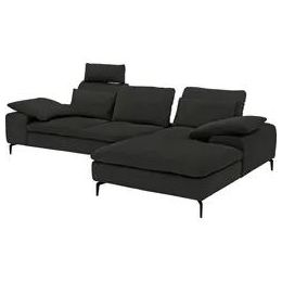 Ecksofa W.Schillig "valentinoo, Designsofa, bequem, elegant und zeitlos, L-Form", grau (graphit z59), B:299cm H:83cm T:178cm, Longlife Xtra-Leder Z59: Glattleder mit modischer Pr&auml;gung. Hautst&auml;rke 0, 9 - 1, 1 mm, Sofas, Ecksofa, inklusive Hocker, mit Sitztiefenverstellung, Breite 299 cm