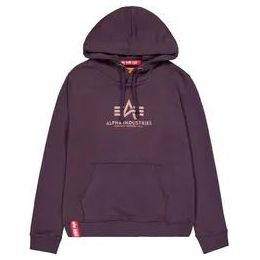 Hoodie Alpha Industries "New Basic Hoodie BL W", Damen, Gr. S, lila (plum), Obermaterial: 80% Baumwolle, 20% Polyester, regular fit, Sweatshirts Hoodie