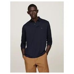 Langarm-Poloshirt Tommy Hilfiger "L/S LIQUID COTTON REG POLO mit Jersey und Markenlabel", Herren, Gr. L, blau (desert sky), Jersey, Obermaterial: 100% Baumwolle, Shirts, unifarben, casual, regular fit, Baumwolle, Polokragen