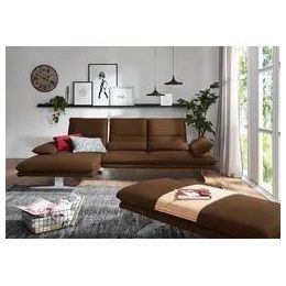 Ecksofa W.Schillig "broadway, Designsofa mit tollem Sitzkomfort, L-Form", braun (chocolate s37), B:291cm H:94cm T:164cm, Stoff S37 (100% Polyester): Luxus-Microfaser in Lederoptik, Sofas, Ecksofa, Sitztiefenverstellung, Kopfteil- & Seitenteilverstellung, Breite 291cm