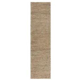 Teppich FLAIR RUGS "Drew mit Bord&uuml;re, handgewebt, aus Jute, Soumak-Handflechttechnik", beige (natur), B:60cm H:3mm L:230cm, Baumwolle, Jute, Teppiche, Teppich, sch&ouml;ne Sisaloptik, Wohnzimmer, Schlafzimmer, Esszimmer