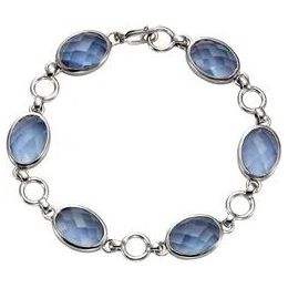 Armband JAMELLI "925 Silber rhodiniert Quarz blau (beh.)", silber (silbergrau, blau), Armb&auml;nder, Damen, 20,5cm, Silber 925 (Sterlingsilber), gl&auml;nzend, Armband