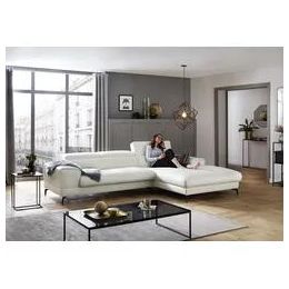Ecksofa W.Schillig "piedroo, Designsofa mit tollem Sitzkomfort, L-Form", wei&szlig; (wei&szlig; z59), B:303cm H:70cm T:193cm, Longlife Xtra-Leder Z59: Glattleder mit modischer Pr&auml;gung. Hautst&auml;rke 0, 9 - 1, 1 mm, Sofas, Ecksofa, Kopfteilverstellung, wahlweise mit Sitztiefenverstellung, Breite 303cm