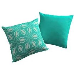 Kissenh&uuml;lle ADAM "Retro Floret", blau (petrol), B:50cm L:50cm, Baumwolle, Obermaterial: 100% Baumwolle, Kissenbez&uuml;ge, Kissenh&uuml;lle, GOTS zertifiziert
