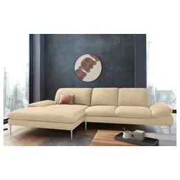 Ecksofa W.Schillig "enjoy&MORE, Designsofa, bequem, zeitlos und elegant, L-Form", beige (sahara s37), B:340cm H:87cm T:185cm, Chenille-Flachgewebe R66 (85% Polyester, 15% Nylon);Longlife Xtra-Leder Z59: Glattleder mit modischer Pr&auml;gung. Hautst&auml;rke 0, 9 - 1, 1 mm;Stoff S37 (100% Polyester), Sofas, Ecksofa, mit Sitztiefenverstellung, F&uuml;&szlig;e silber matt, Breite 340 cm
