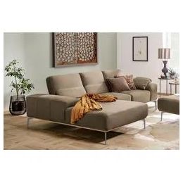 Ecksofa W.Schillig "run, Designsofa mit tollem Sitzkomfort, bequem, L-Form", beige (stone z73), B:279cm H:88cm T:178cm, Longlife Xtra-Leder Z73: Naturwalkleder der Luxusklasse aus den erlesensten Rohh&auml;uten. Hautst&auml;rke 1, 1 &ndash; 1, 3 mm;ROHLEDER Jacquard-Flachgewebe Q2 W60 (63% Polyester, 37% Polyacryl);ROHLEDER Chenille-Flachgewebe Q2 W77 (68% Polyacryl, 32% Polyester);Stoff S37 (100% Polyester), Sof
