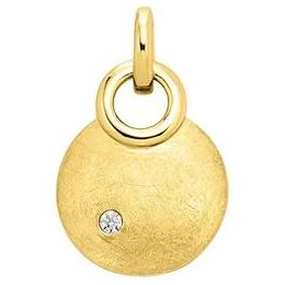 Kettenanh&auml;nger OROLINO "Gold 585 mattiert mit Brillant 0,02ct.", gelb, Schmuckanh&auml;nger, Damen, one-size, 0,02 SI = kleine Einschl&uuml;sse, Gold, 1,4 g, Kettenanh&auml;nger