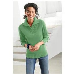 Troyer Casual Looks "Pullover", Damen, Gr. 36, gr&uuml;n (apfel), 50% Baumwolle, 50% Polyacryl, meliert, unifarben, figurumspielend, Pullover Troyer