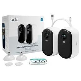 ARLO Smart Home Kamera "ESSENTIAL 2K Outdoor Kamera 2-Pack", schwarz (schwarz, wei&szlig;), B:5,93cm H:9,34cm T:5,3cm, &Uuml;berwachungskameras