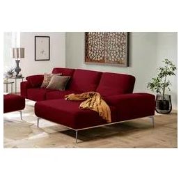 Ecksofa W.Schillig "run, Designsofa mit tollem Sitzkomfort, bequem, L-Form", rot (merlot w82), B:319cm H:88cm T:178cm, Longlife Xtra-Leder Z73: Naturwalkleder der Luxusklasse aus den erlesensten Rohh&auml;uten. Hautst&auml;rke 1, 1 &ndash; 1, 3 mm;ROHLEDER Jacquard-Flachgewebe Q2 W60 (63% Polyester, 37% Polyacryl);ROHLEDER Chenille-Flachgewebe Q2 W77 (68% Polyacryl, 32% Polyester);Stoff S37 (100% Polyester), Sofa