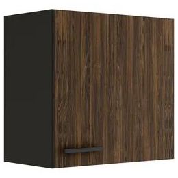 H&auml;ngeschrank Optifit "Palma", schwarz (rillendekor nussbaum, anthrazit), B:60cm H:57,6cm T:34,6cm, Holzwerkstoff, Schr&auml;nke, H&auml;ngeschrank, Breite 60 cm, 1 T&uuml;r, 1 Einlegeboden