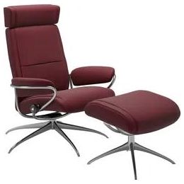 stressless "Paris" Set, Relaxsessel mit Hocker, mit Hocker, Low Back mit Kopfst&uuml;tze, mit Star Base, Gestell Chrom