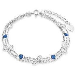 Armband Amor "2017183", silber (silber, 925, kristallwei&szlig;, blau, kristallwei&szlig;, blau), Armb&auml;nder, Damen, 20cm, Silber 925 (Sterlingsilber), Armband, mit Zirkonia (synth.)
