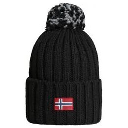 Beanie Napapijri "SEMIURY", Damen, schwarz, Rippstrick, Materialmix, M&uuml;tzen Beanie, mit Bommel
