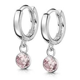 Paar Creolen Firetti "Schmuck Geschenk Silber 925 Glitzer Ohrschmuck Geschenk", bunt (silberfarben, pink, pink), Ohrringe, M&auml;dchen, 13mm, Silber 925 (Sterlingsilber), Made in Germany - mit Zirkonia (synth.)